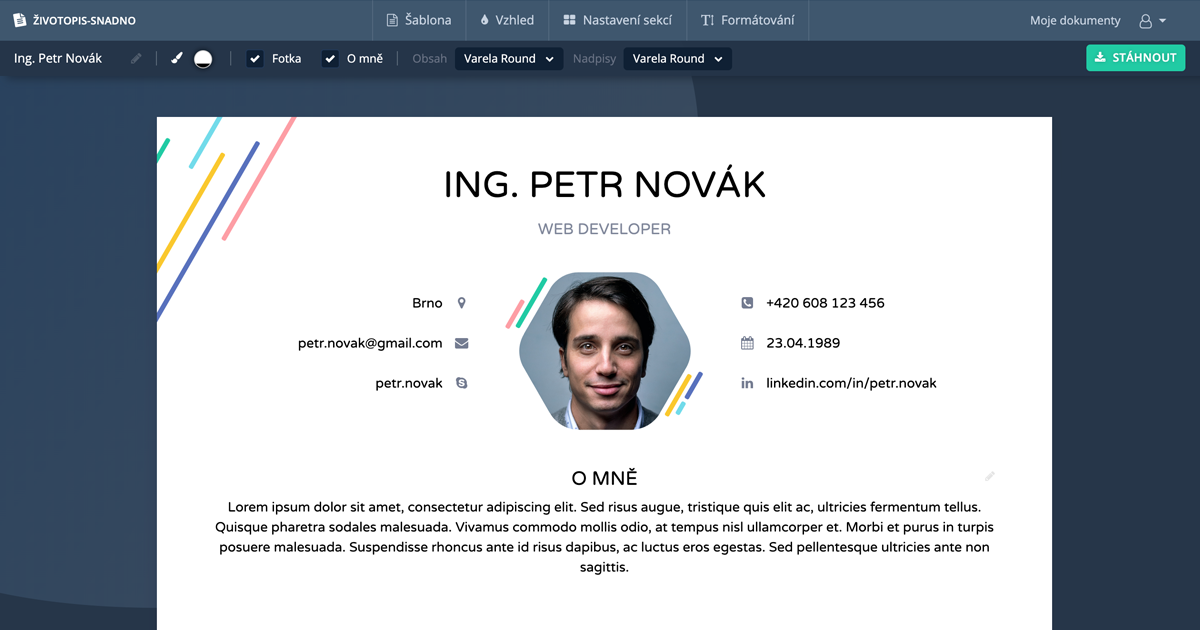 Editor | Životopis snadno